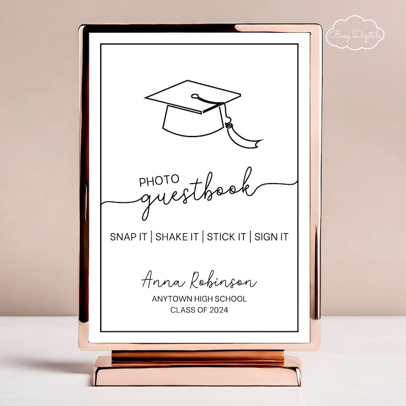 Graduation Photo Guestbook Sign Template, Editable Guest Book Table ...