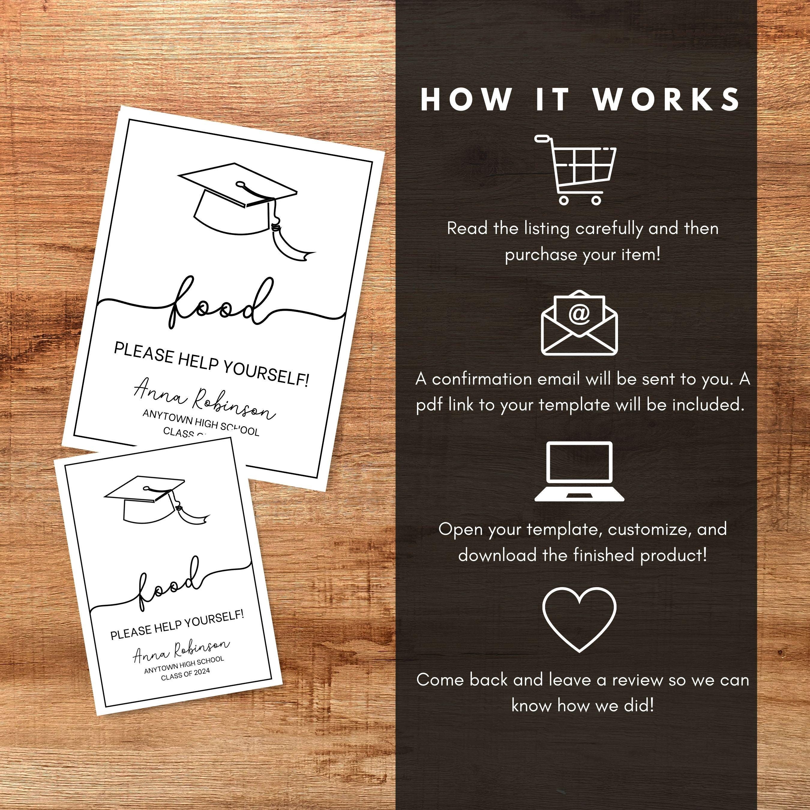 Graduation Food Sign Template, Editable Buffet Table Sign Canva ...