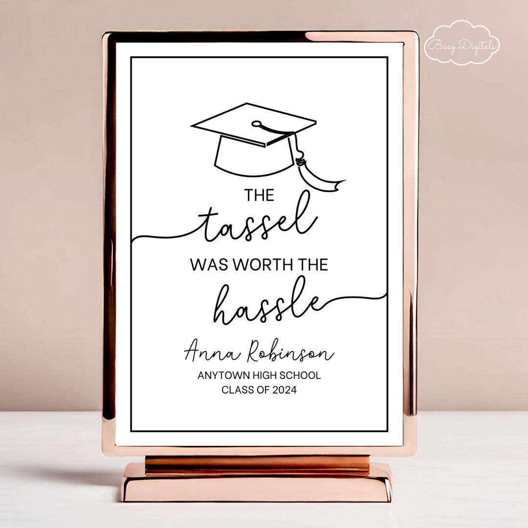 Editable Graduation Table Sign Template, the Tassel Was Worth the ...