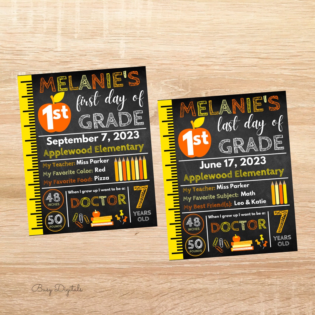 First Day of School Sign Template, Canva Template for Back 2 School ...