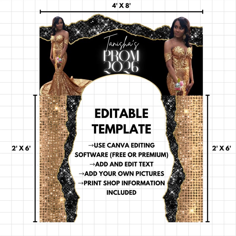 Prom Send off Template Decor Bundle, 2026 Prom Archway Canva Template ...