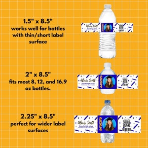 Blue Grad Water Bottle Label Canva Template for Graduation, 2024 ...