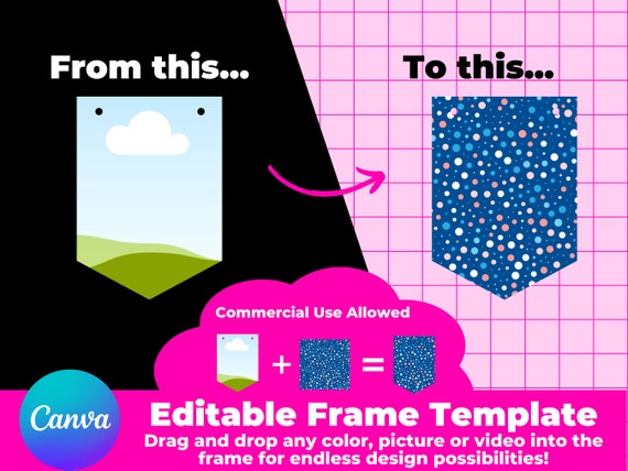 Editable Banner Canva Template Canva Frame Custom Bunting - Etsy
