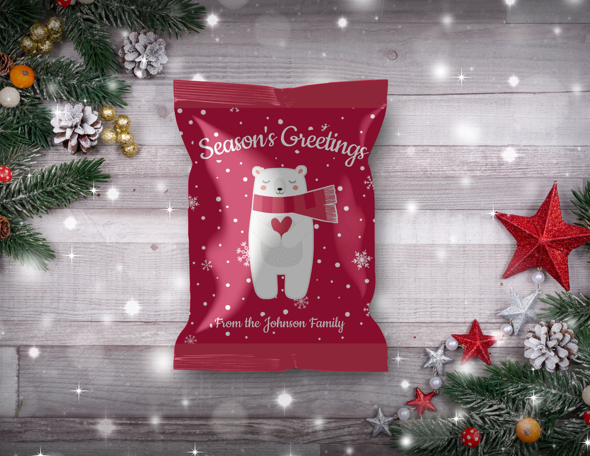 Printable Chip Bag Template for Christmas Parties, Editable Chipbag ...