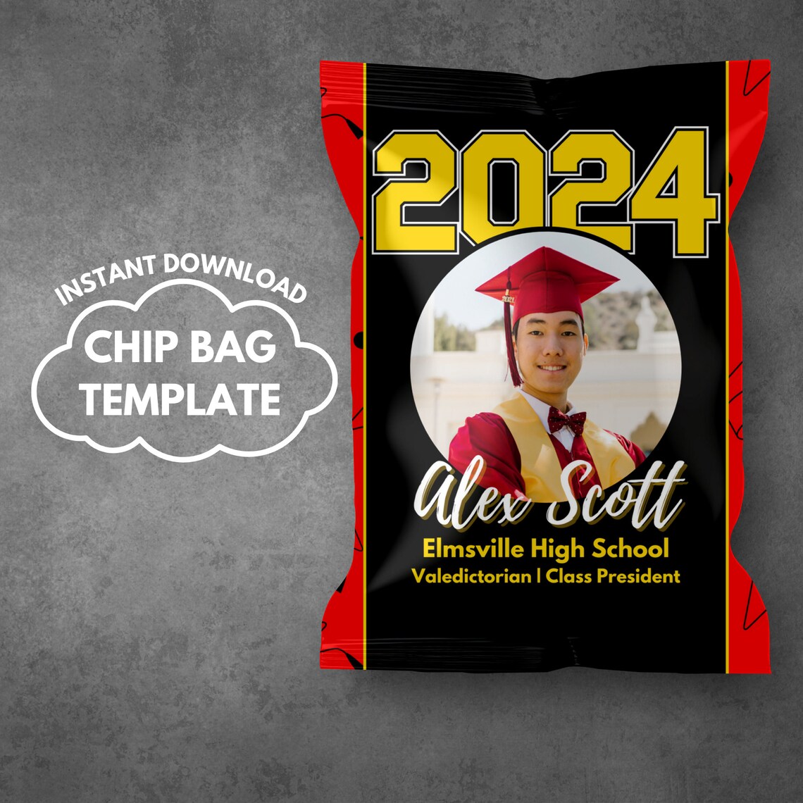 Chip Bag Canva Template for Graduation, 2024 Graduate Custom Picture ...