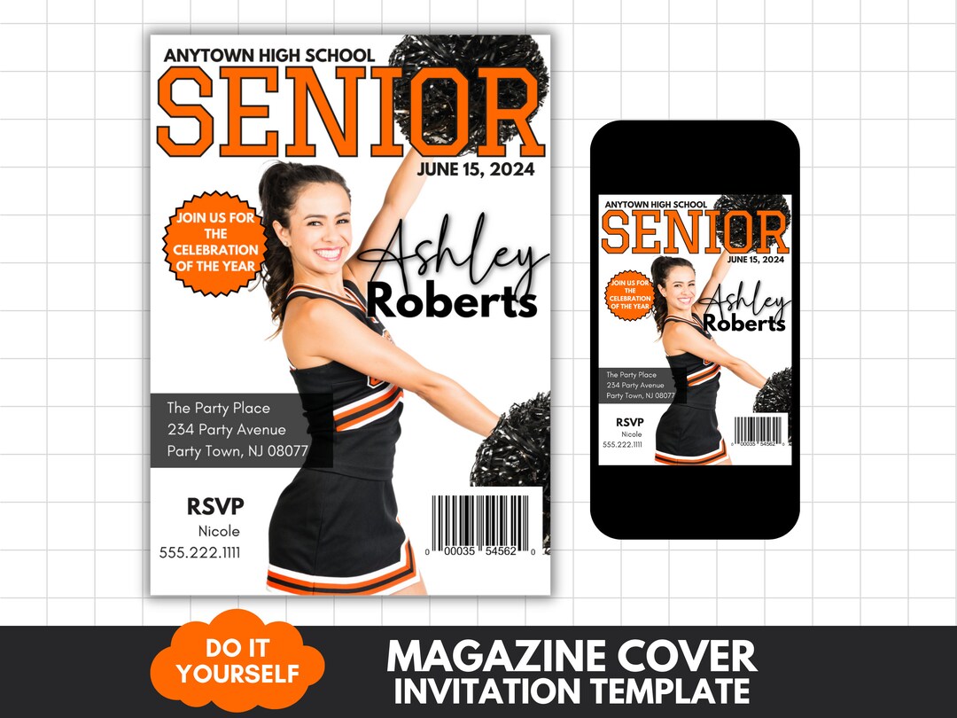 Magazine Cover Invitation Template, Editable Canva Template for ...