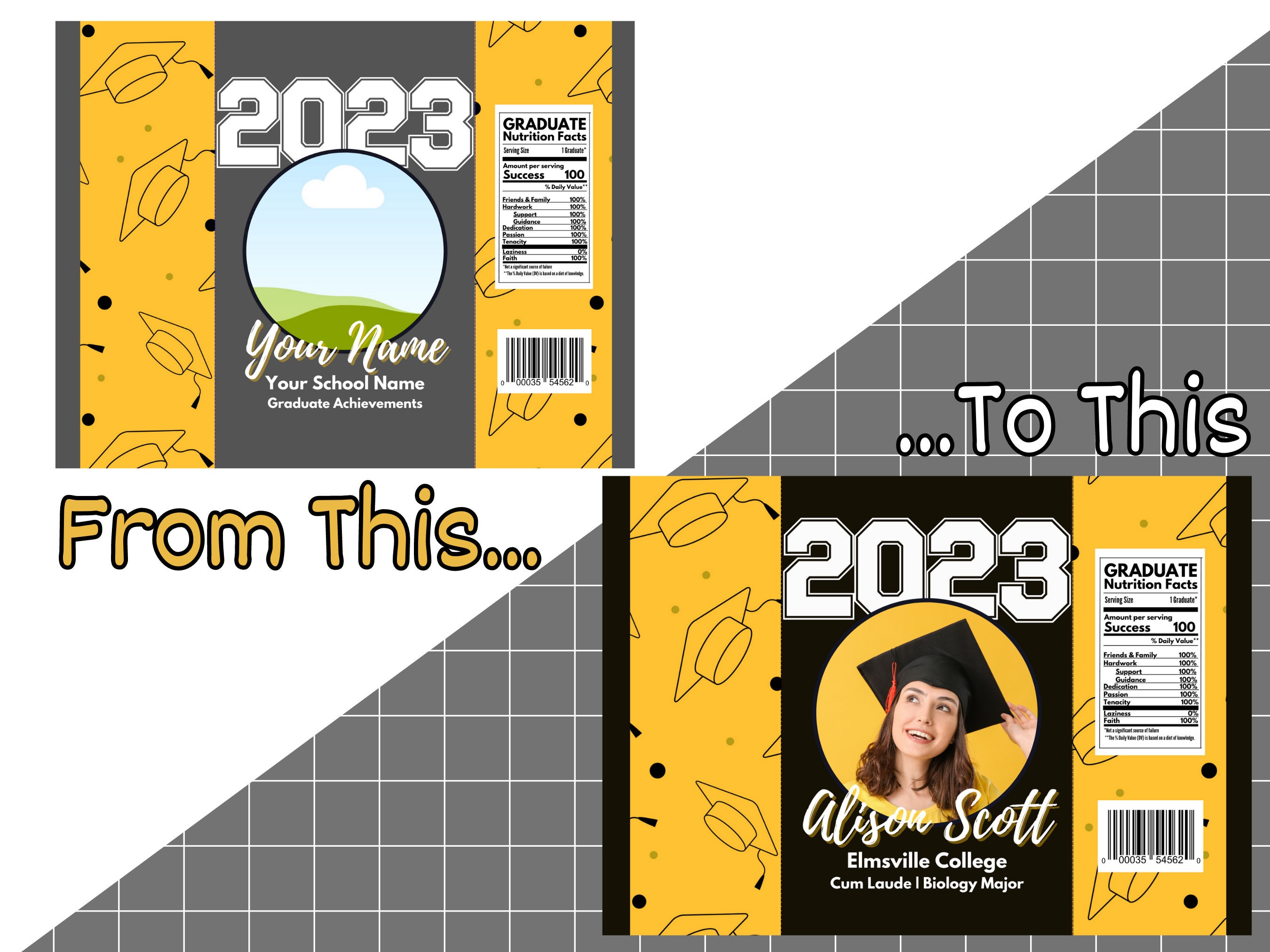 Yellow Chip Bag Canva Template for Graduation, 2024 Graduate Custom ...