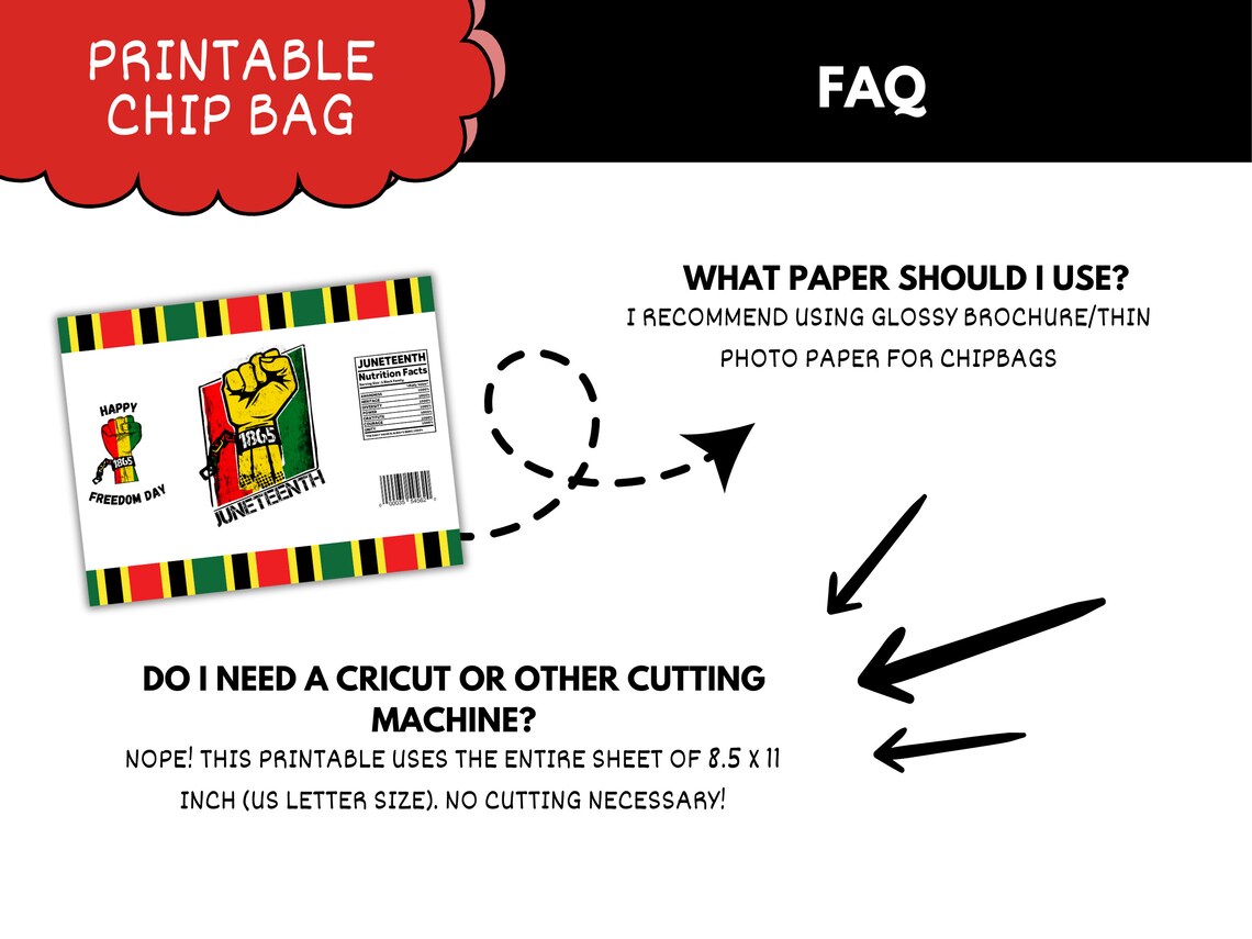 Juneteenth Chip Bag Printable, Freedom Day Chipbag, Juneteenth Decor ...