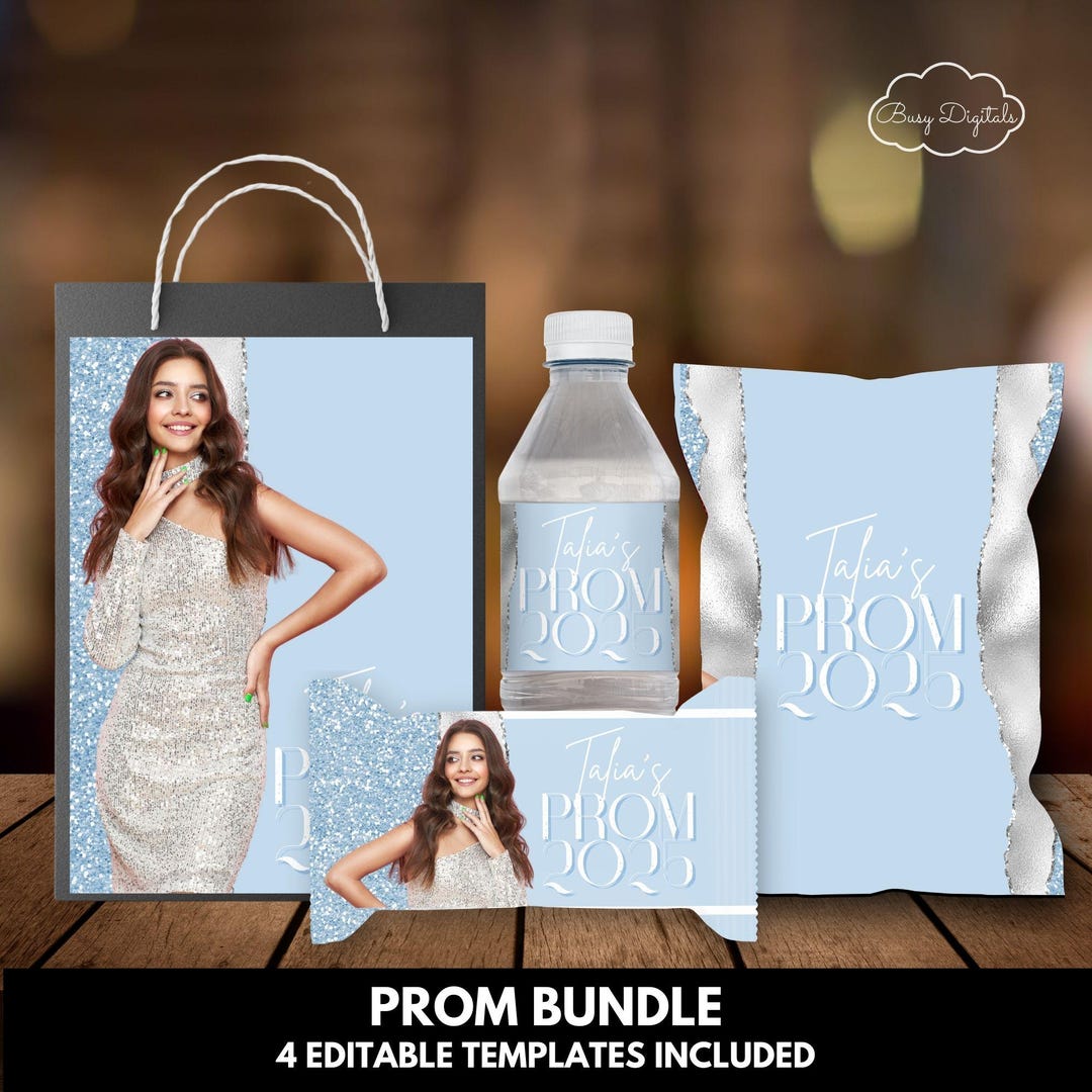 Prom Party Template Bundle, 2026 Party Favor Canva Templates, Editable ...