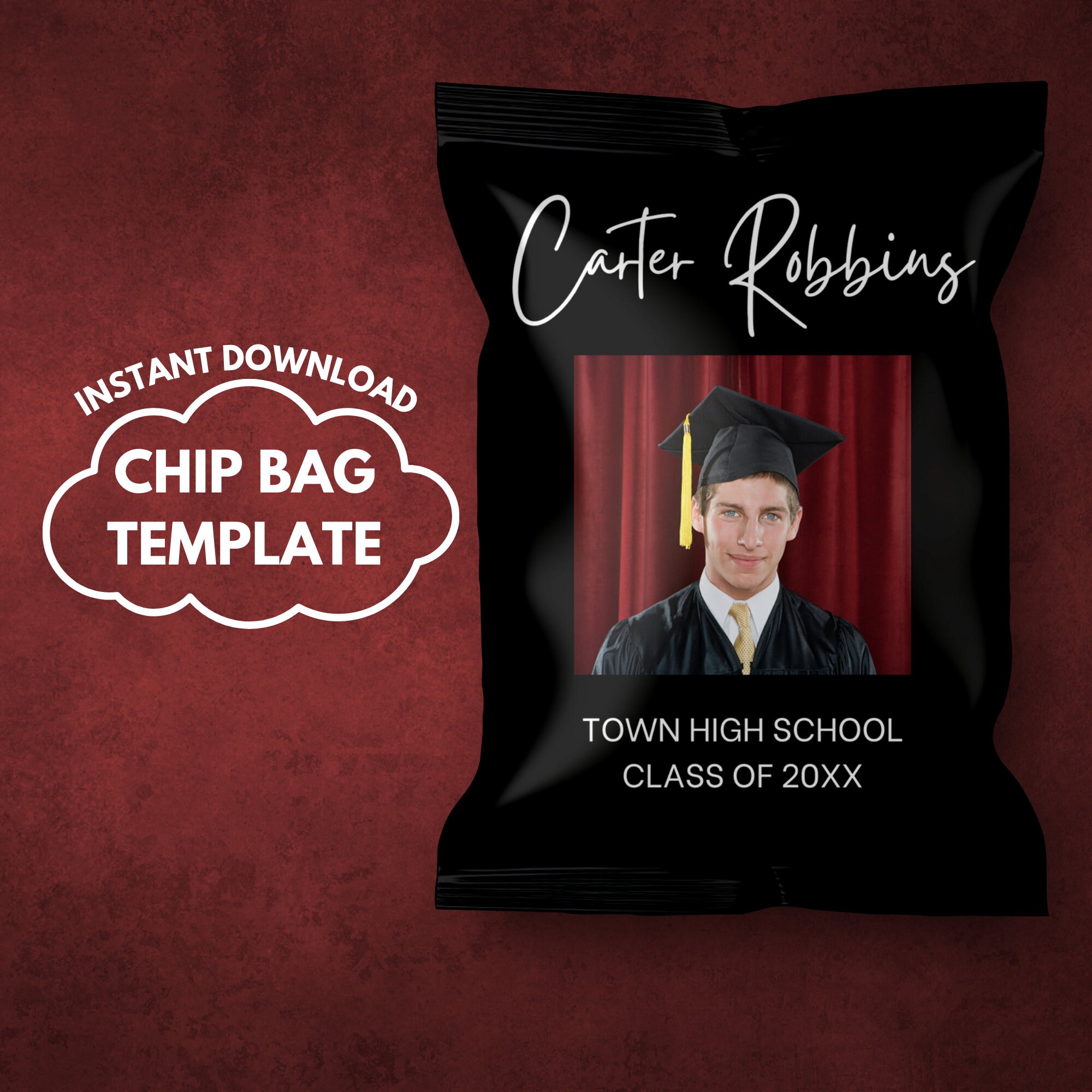 Chip Bag Canva Template for Graduation, Modern 2024 Graduate Custom ...