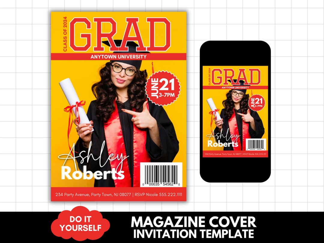 Magazine Cover Invitation Template, Editable Canva Template for ...