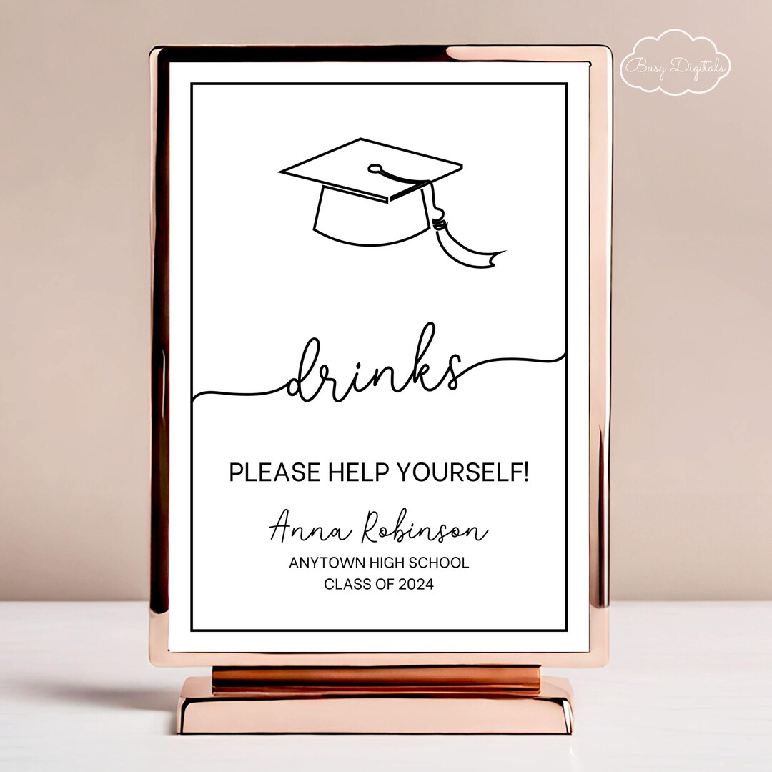 Graduation Drinks Table Sign Template, Editable Table Sign Canva ...