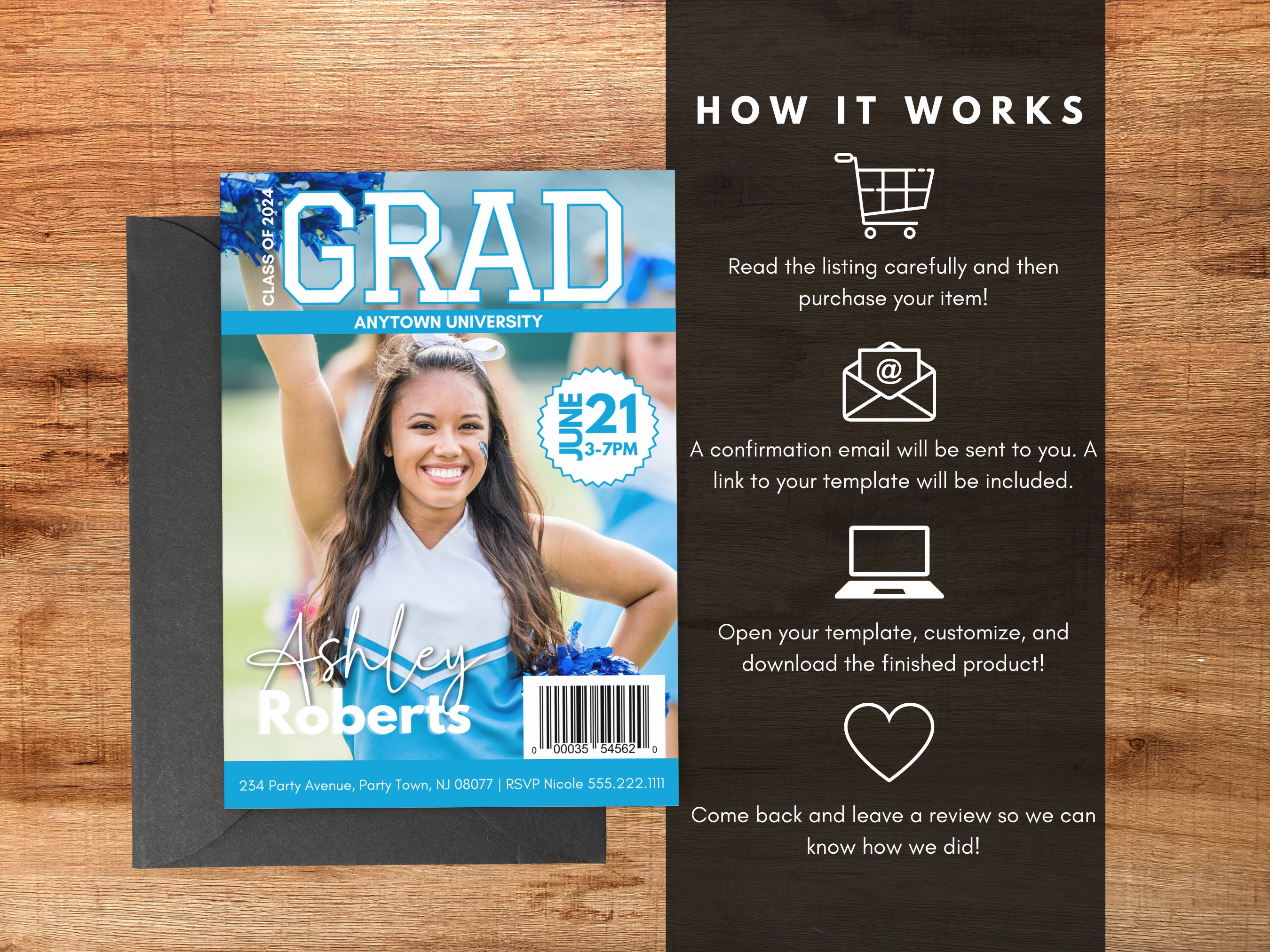 Magazine Cover Invitation Template, Editable Canva Template for ...