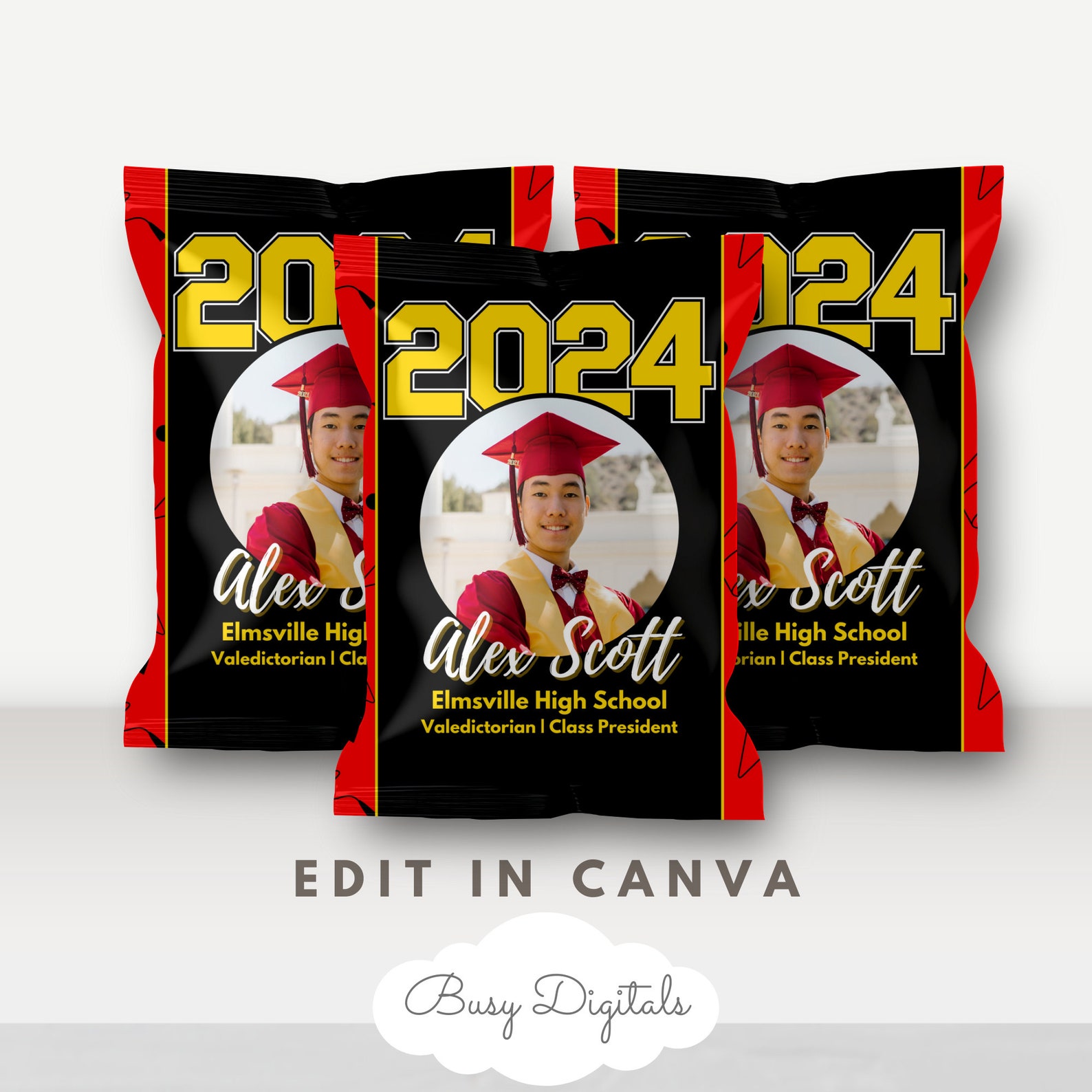 Chip Bag Canva Template for Graduation, 2024 Graduate Custom Picture ...