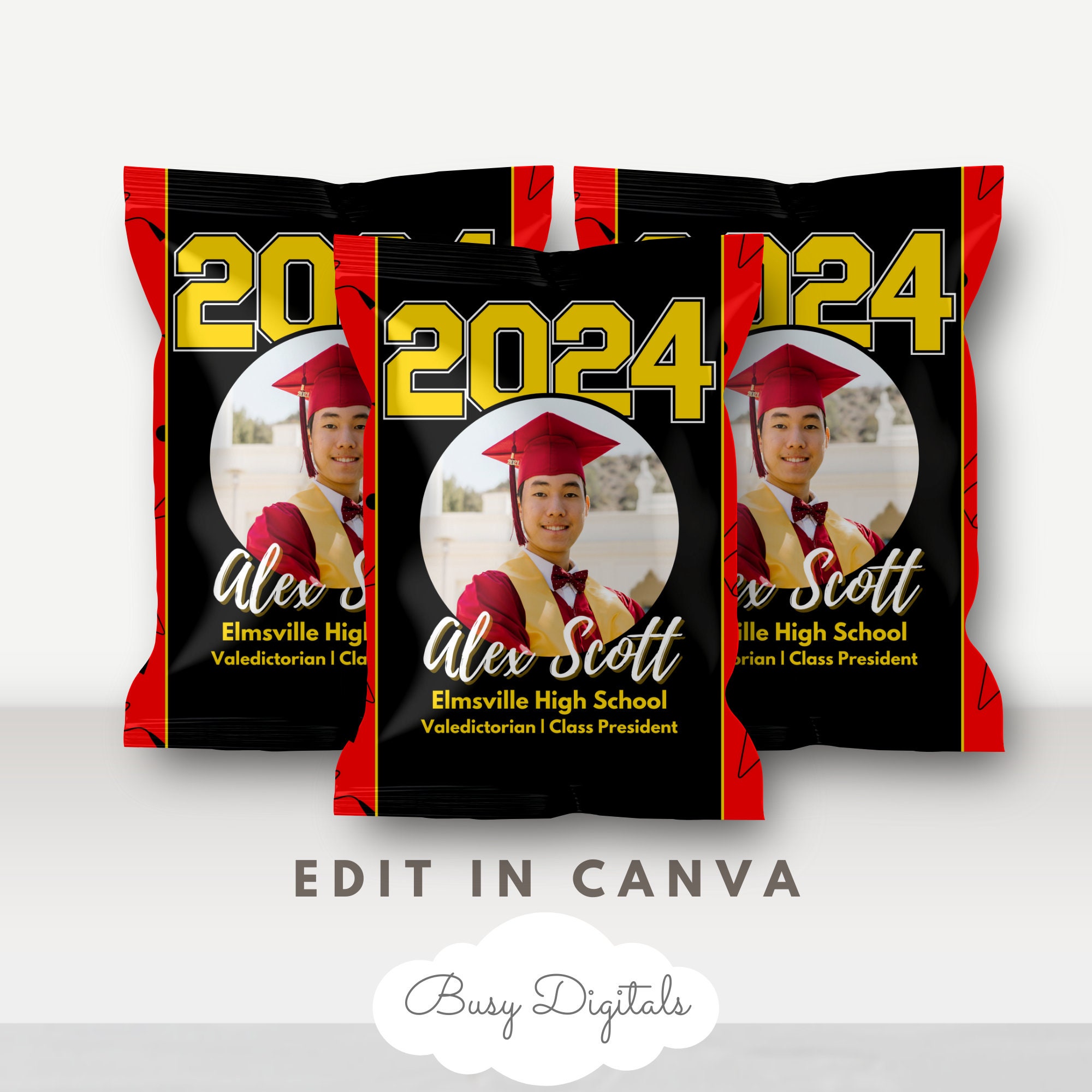 Chip Bag Canva Template for Graduation, 2024 Graduate Custom Picture ...