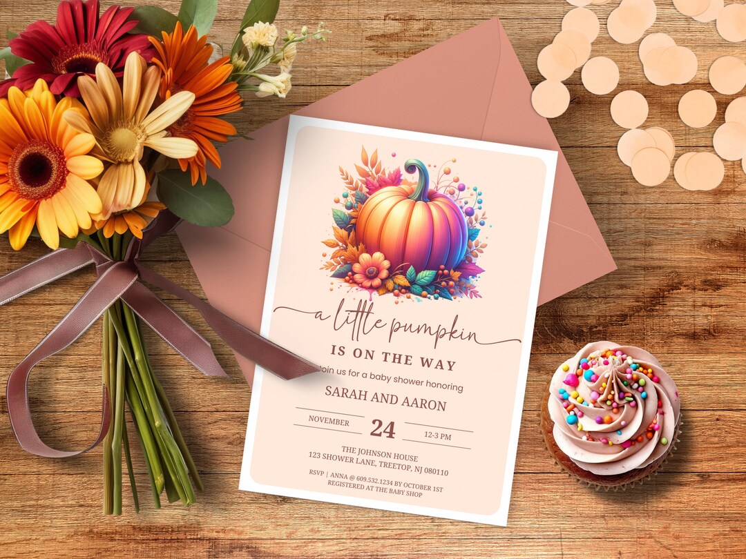 A Little Pumpkin Baby Shower Invitation Template, Printable Boho Baby ...