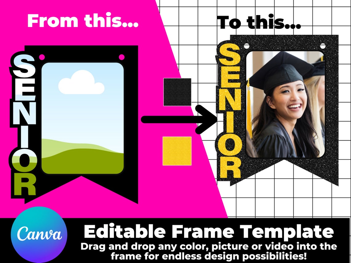 Senior Graduation Banner SVG Editable Banner Canva Template Frame ...