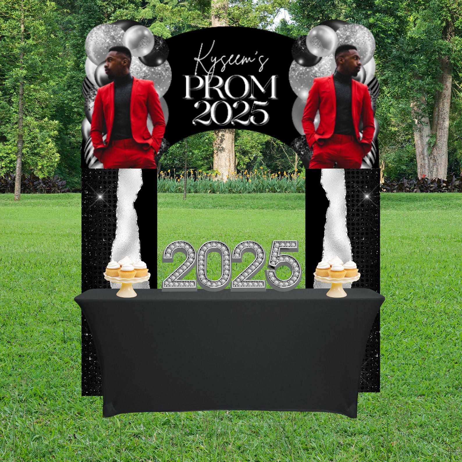 Prom Send off Arch Template, Glam Black Silver Prom Entryway Decor ...