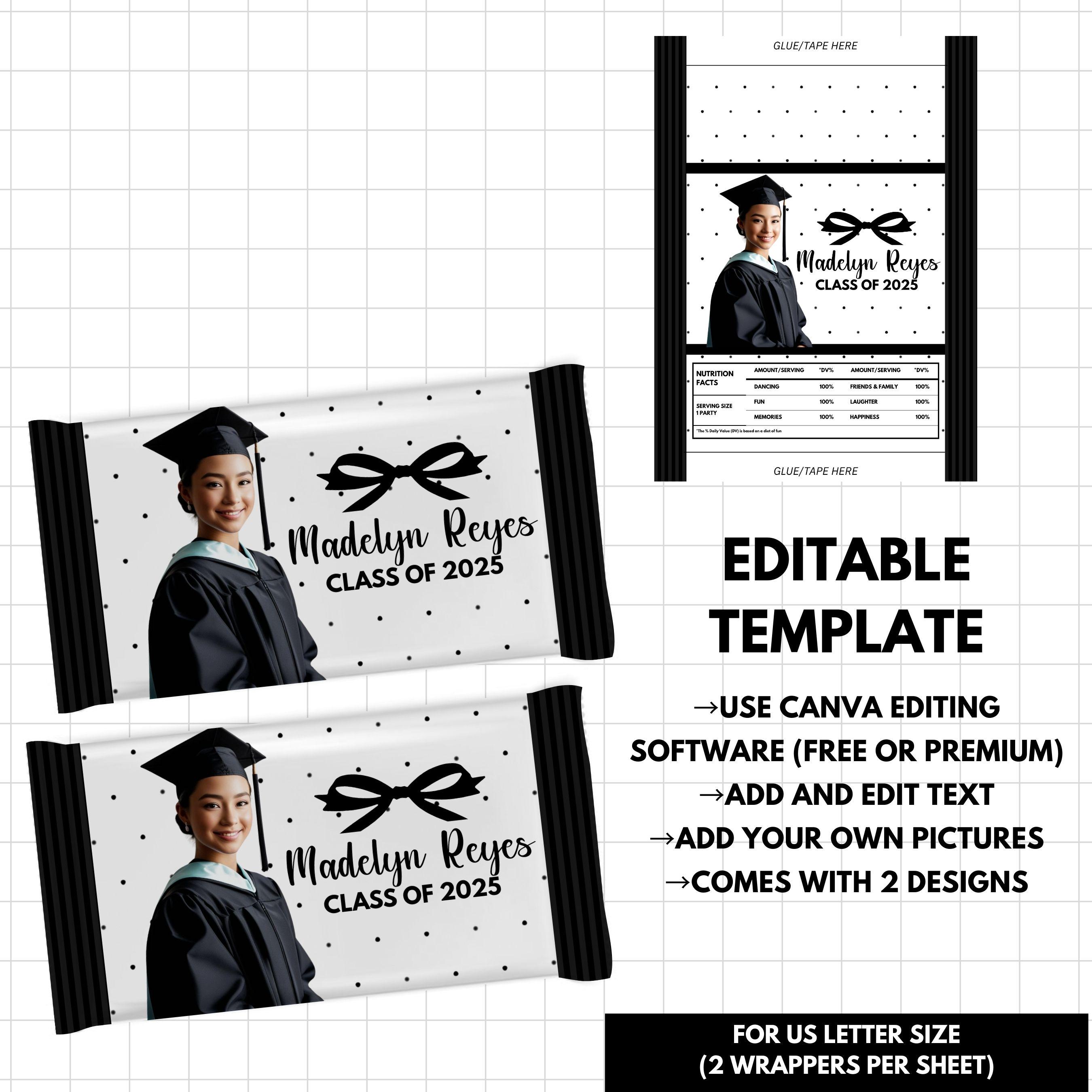 Editable Kit Kat Wrapper Template for Graduation, Coquette Grad Party ...