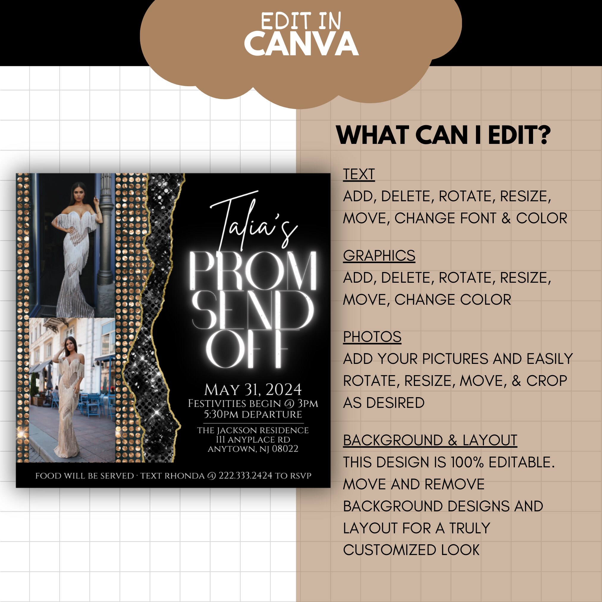 Prom Send off Flyer, Canva Template for Prom Celebration, IG Prom ...