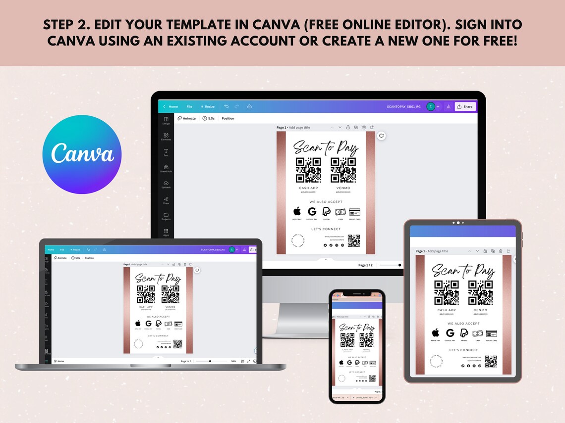 Editable Scan to Pay Card, QR Code Sign Template, Scan to Pay Template ...