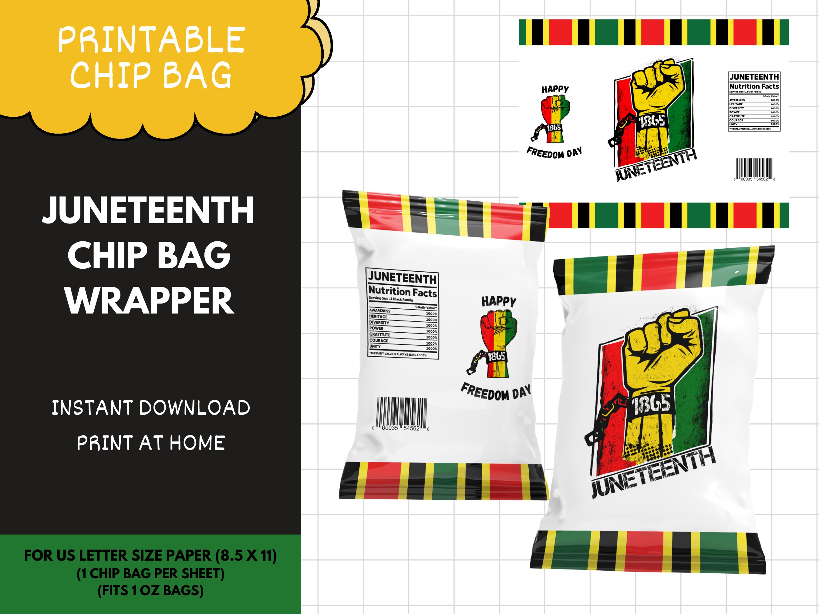 Juneteenth Party Bundle, Instant Download, Printable Candy Bar, Chip ...