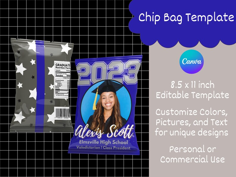 Chip Bag Canva Template for Graduation 2023 Graduate Custom - Etsy