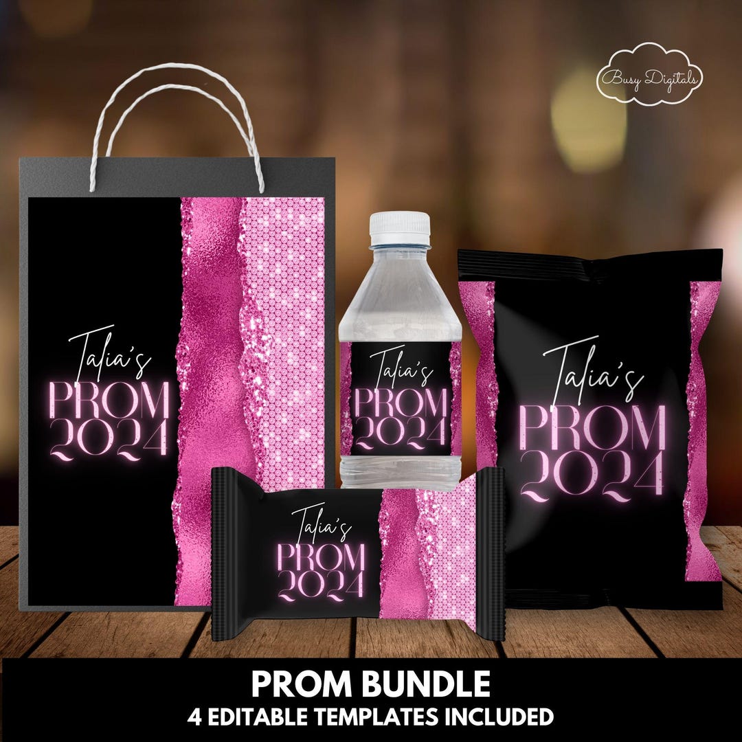 Prom Send off Template Bundle, 2025 Party Favor Canva Templates ...