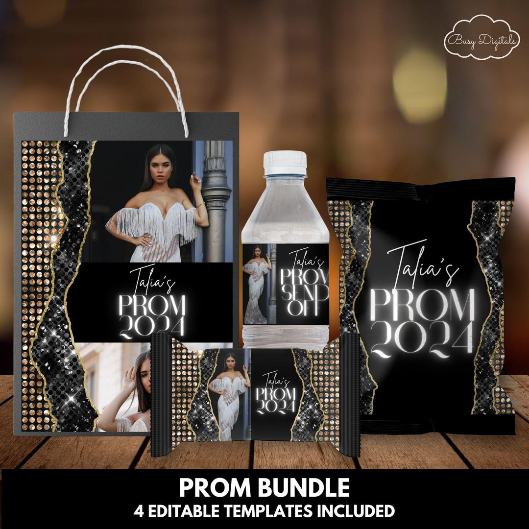 Prom Party Template Bundle, 2025 Party Favor Canva Templates, Editable ...