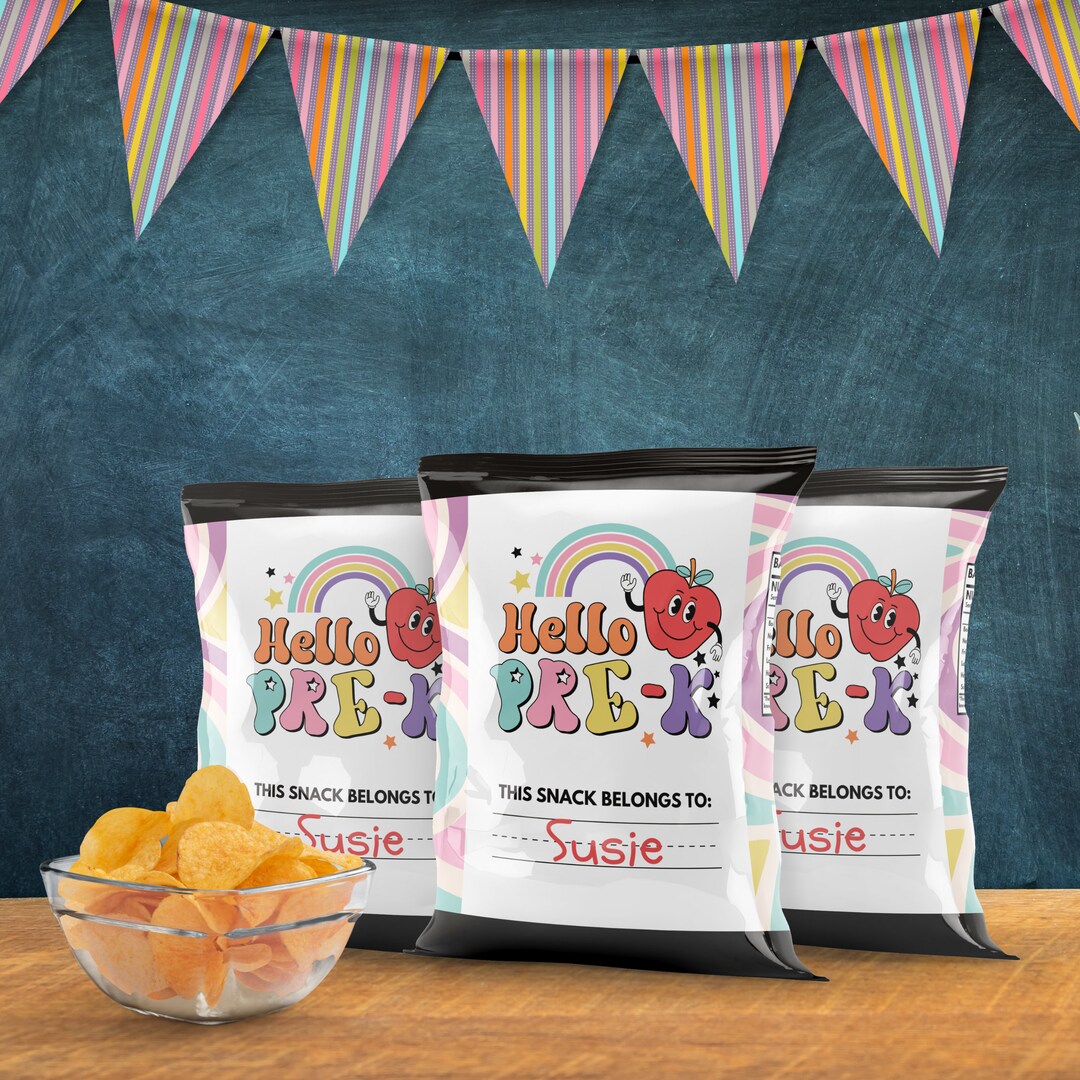 Retro Back to School Chip Bag Template, First Day of School Canva ...