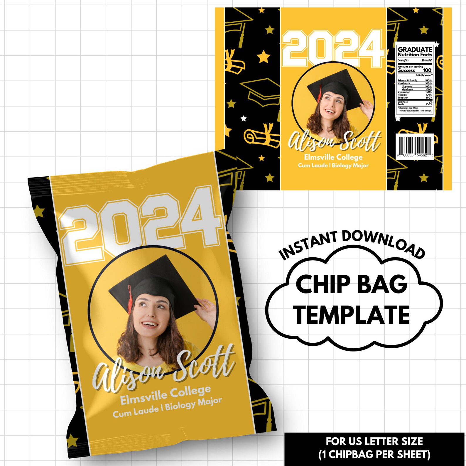 Chip Bag Canva Template for Graduation, Class of 2024 Graduate Custom ...