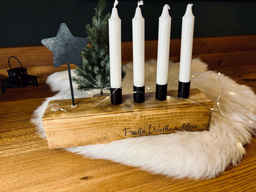 Advent Wreath|wood|with 4 Candles|with Stick Candles|advent Stand ...