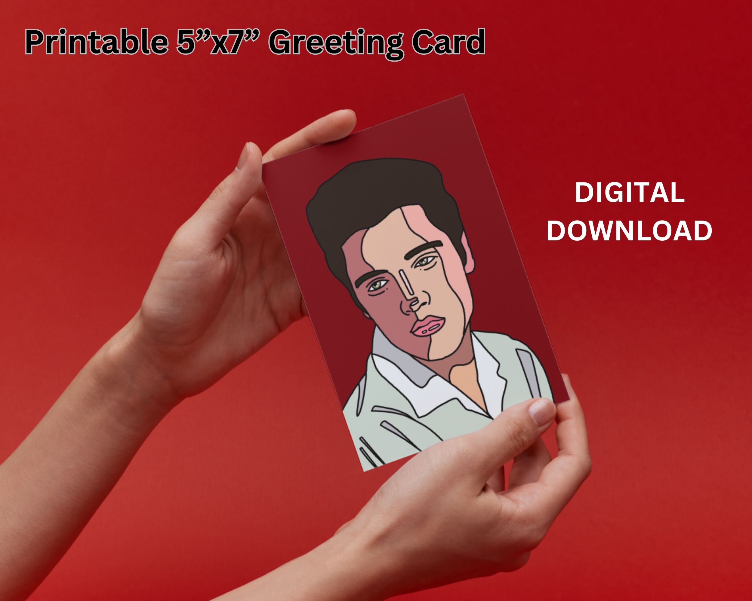 Elvis Printable Greeting Card - Etsy