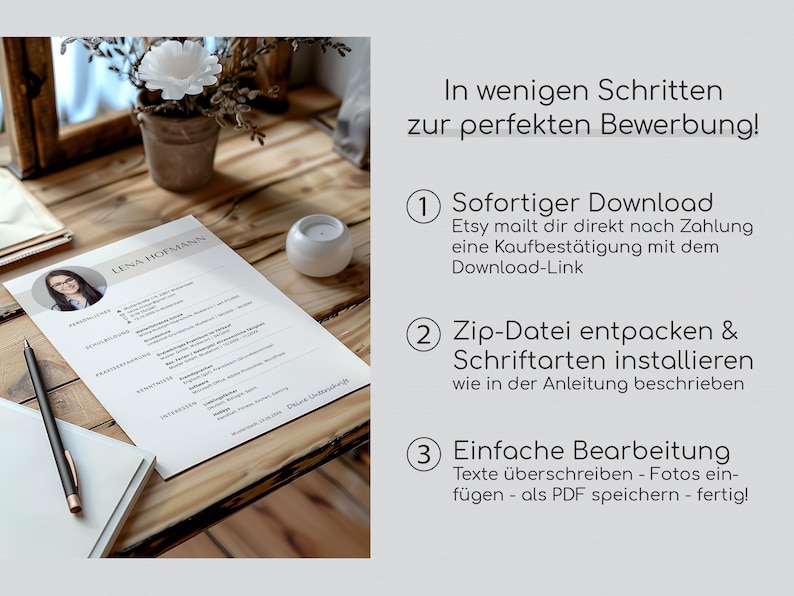 German Student Resume Template - Etsy