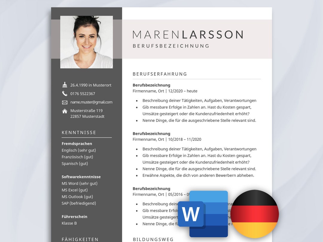 Bewerbungsvorlagen Word Lebenslauf Vorlage Bewerbung Bewerbungsvorlage ...