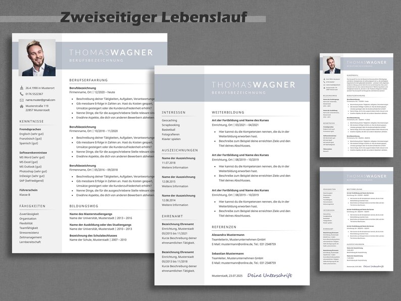 Bewerbungsvorlage Word Bewerbung Dreiseitiger Lebenslauf Vorlage Word ...