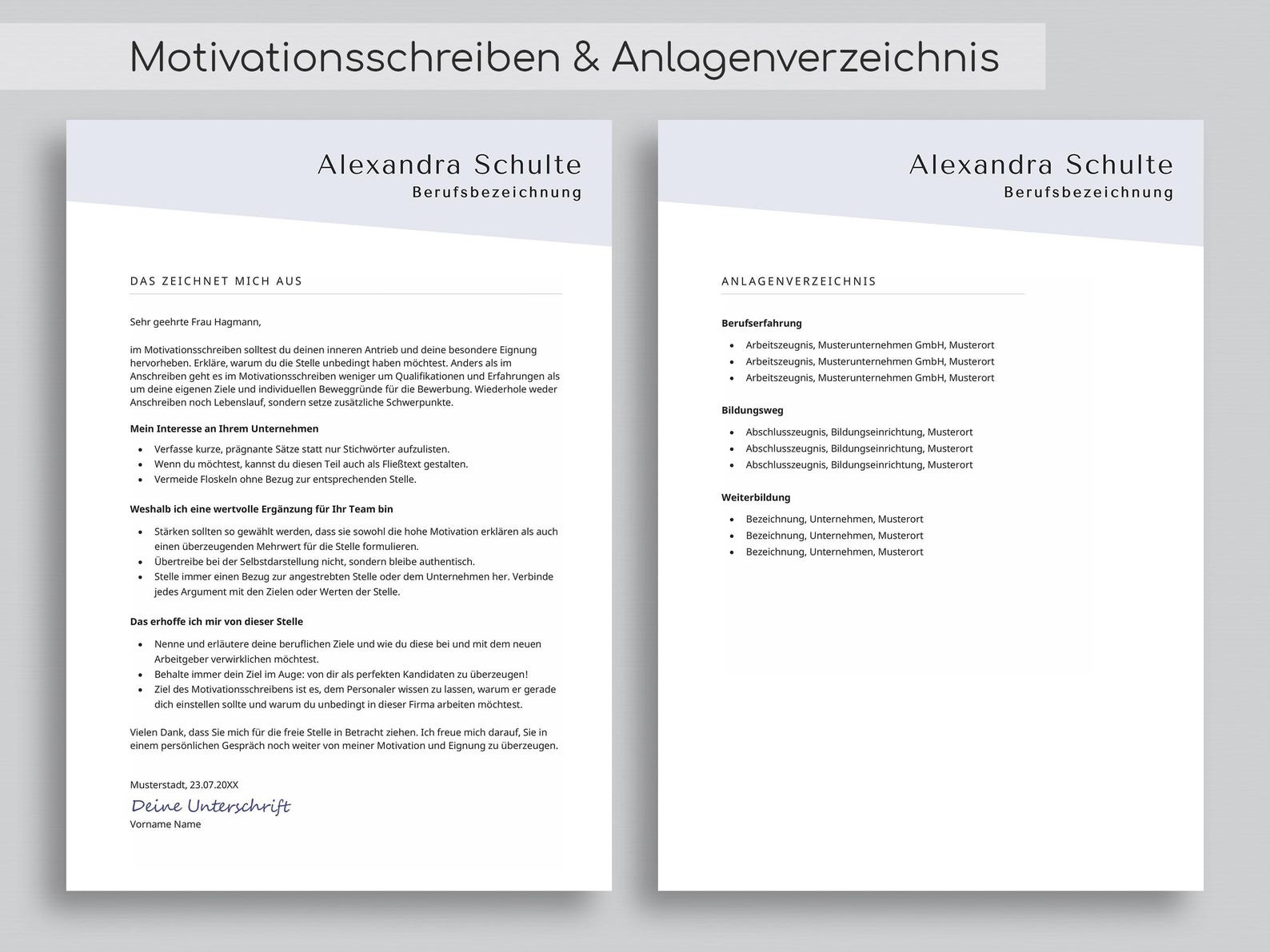German Resume Template Word Professional CV With Cover Letter & Cover ...