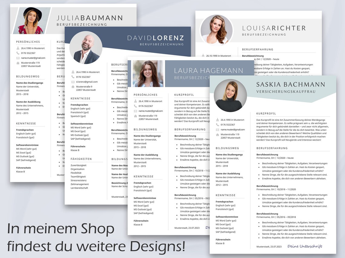 Bewerbungsvorlagen Word Lebenslauf Vorlage Bewerbung - Etsy.de