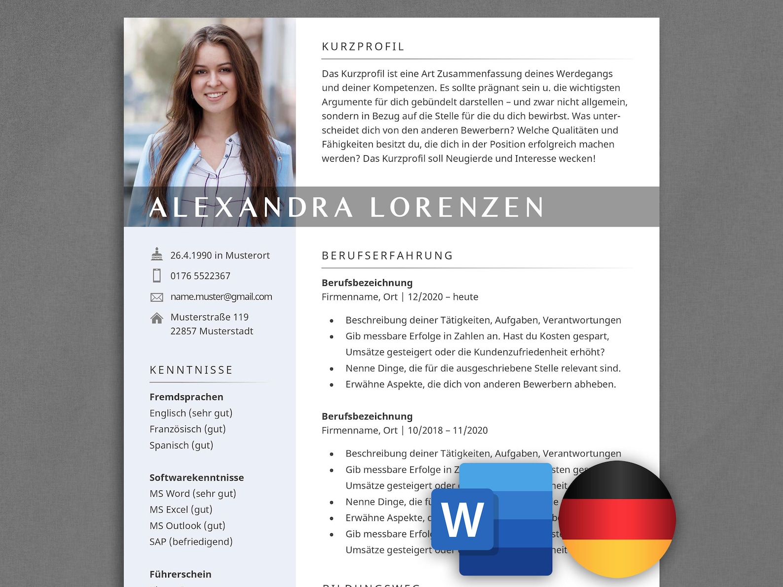 Bewerbungsvorlagen Word Lebenslauf Vorlage Bewerbung Bewerbungsvorlage ...