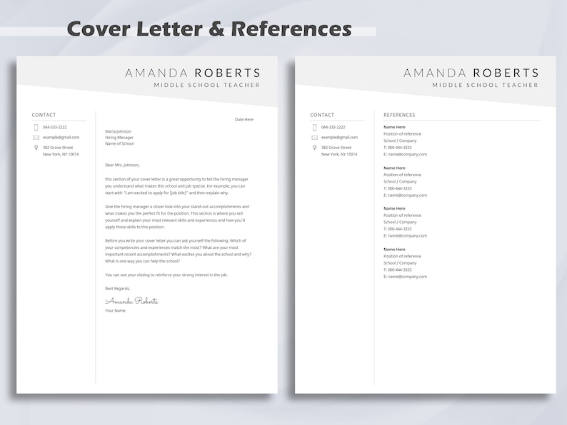 Teacher Resume Template for Word | Teaching Resume | Elementary Teacher ...