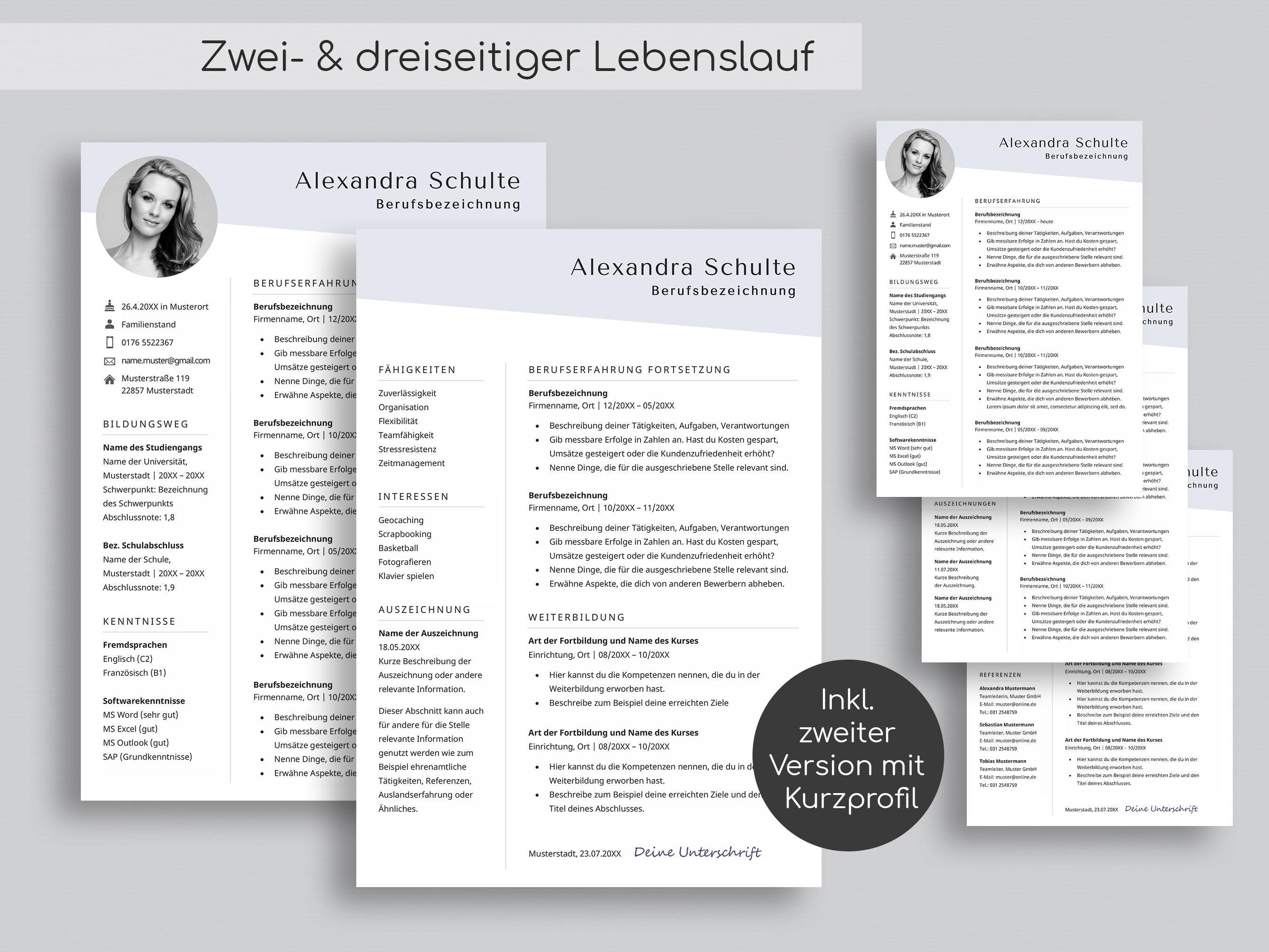 German Resume Template Word Professional CV With Cover Letter & Cover ...