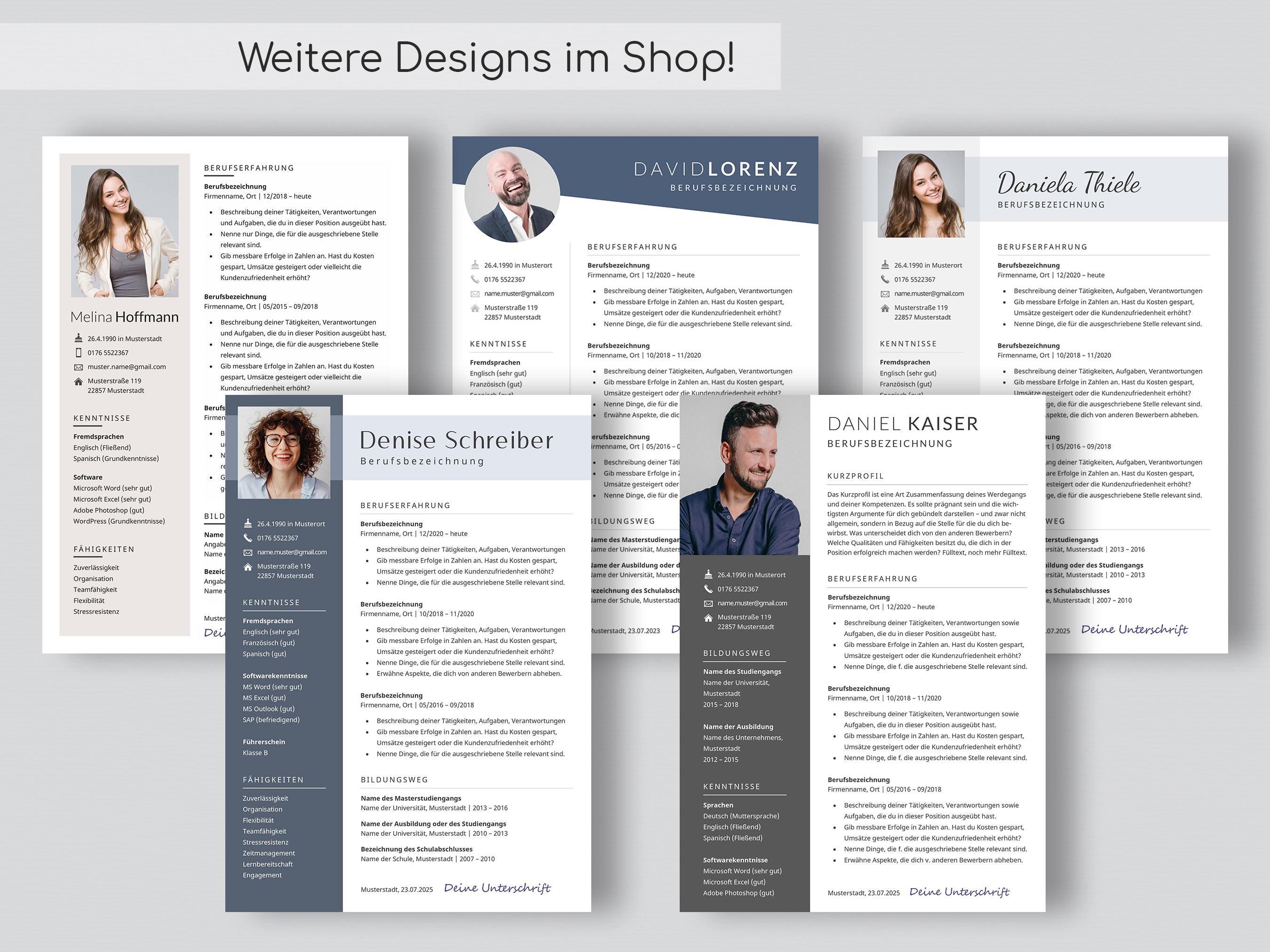 German Resume Template Word Professional CV With Cover Letter & Cover ...
