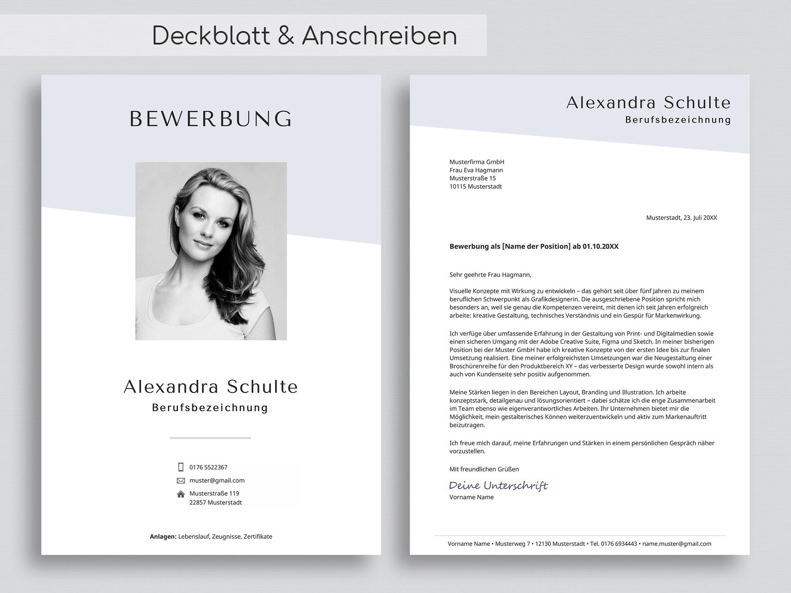 German Resume Template Word Professional CV With Cover Letter & Cover ...