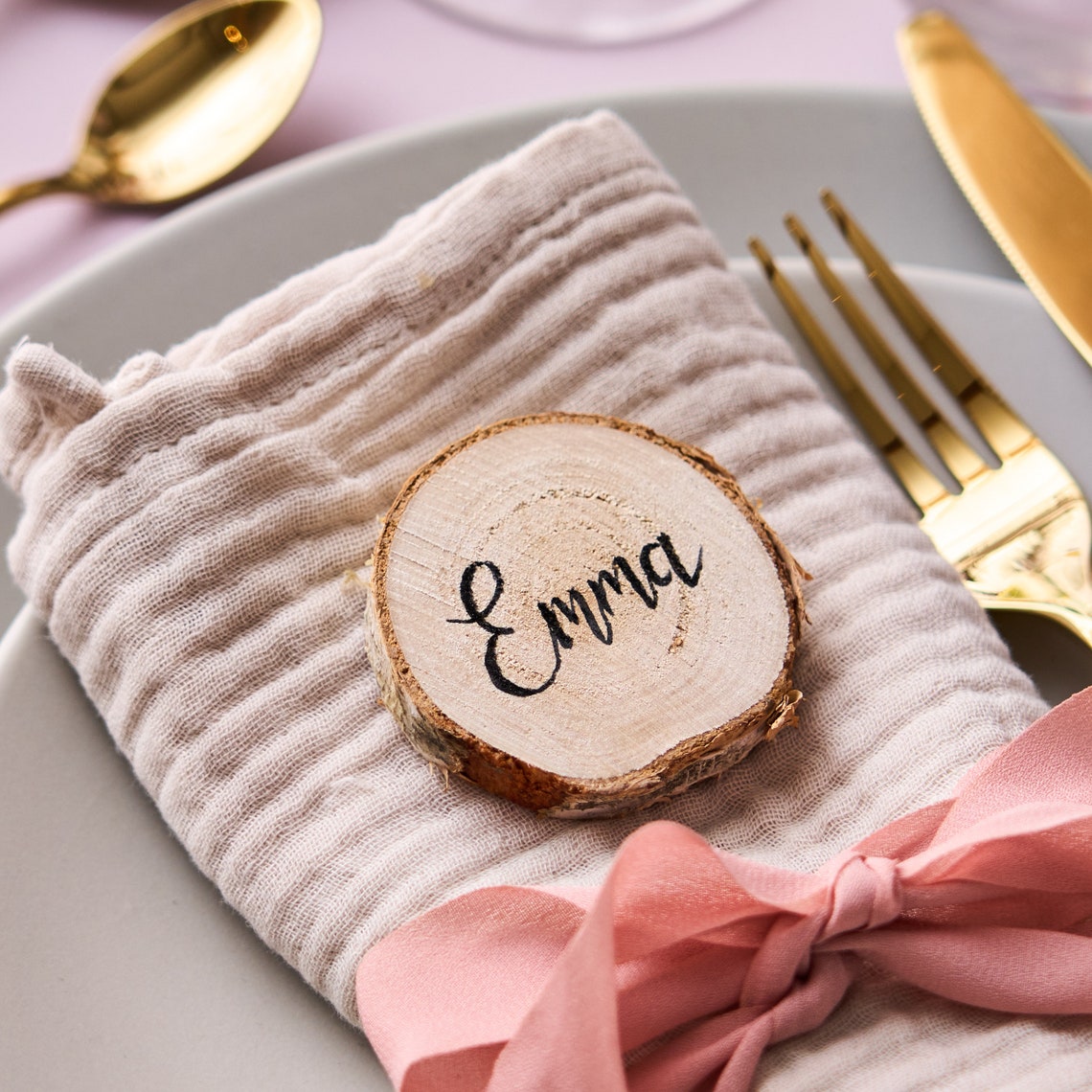 Wooden Log Place Setting - Etsy