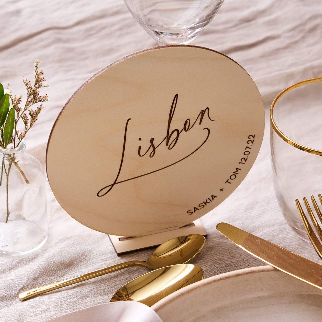 Personalised Wooden Circle Wedding Table Name - Etsy