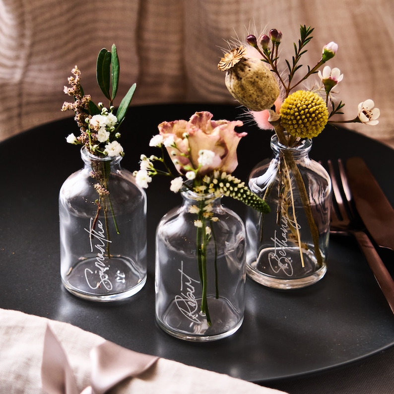 Engraved Place Setting Vase Favour - Etsy