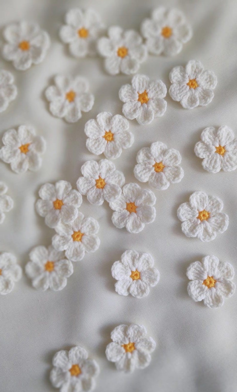 Mini Daisy Crochet Flower Set of 25 Handmade Crochet Flowers - Etsy