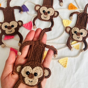 Handmade Monkey Applique Ornament, Monkey Nursery Decor, Crochet Forest ...