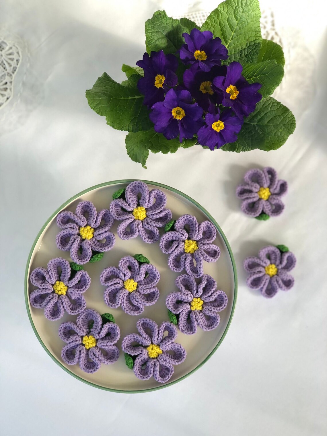 Crochet Violet Applique, Purple Flower Patch, Patches for Clothing ...