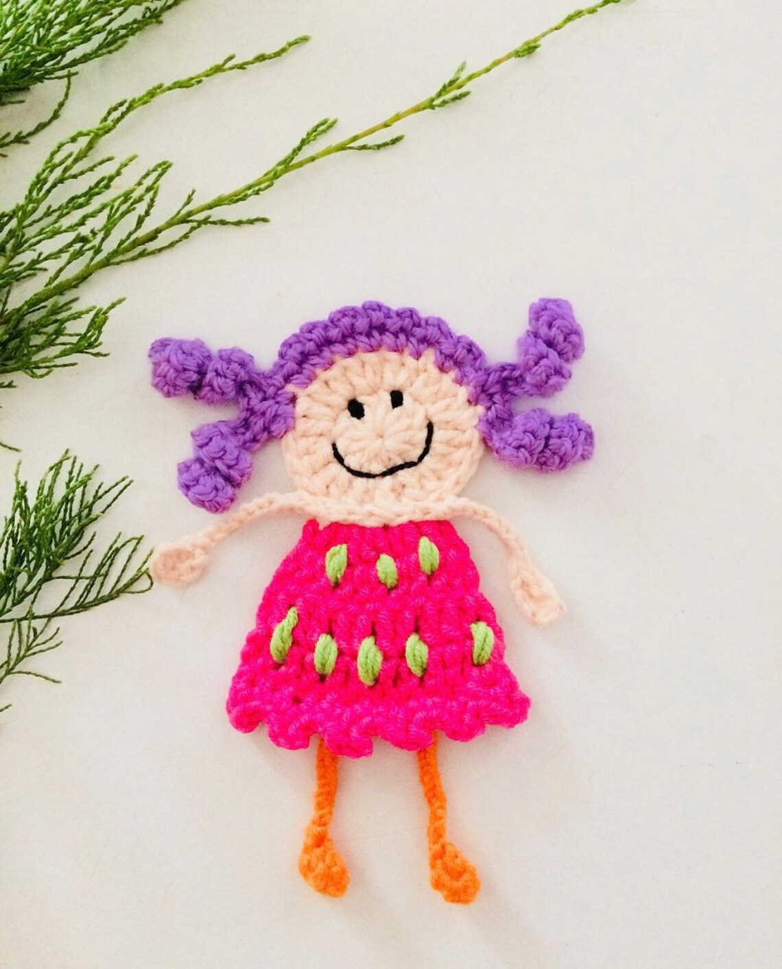 Set of 3 Crochet Girl Motif Crochet Girl Applique Design - Etsy